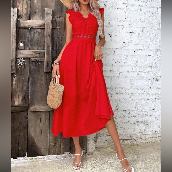 Dresses | Boho Lace Insert Aline Dress | Poshmark